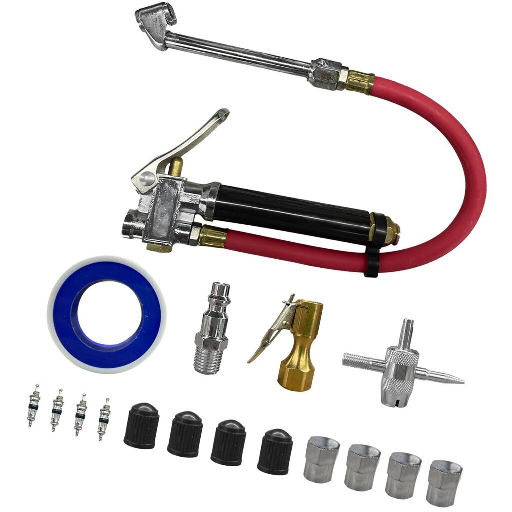 Манометр для Накачивания в Байонетном стиле 10-120 фунтов на Квадратный Дюйм со Шлангом и Прямыми Воздушными Компрессорами для Колесных шин