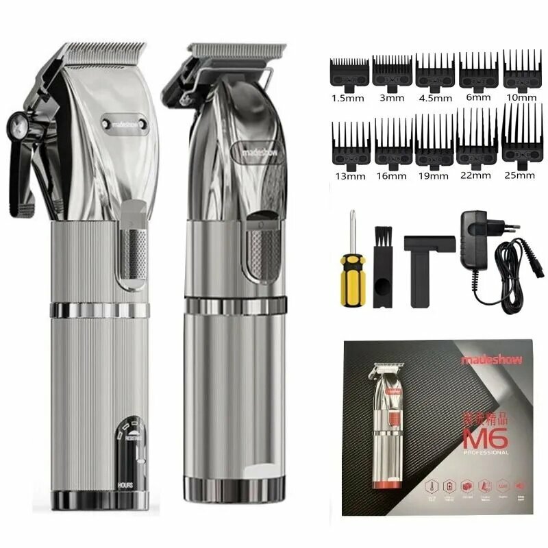 JRL Professional Машинка для стрижки madeshow M5+M6, серебристый, белый