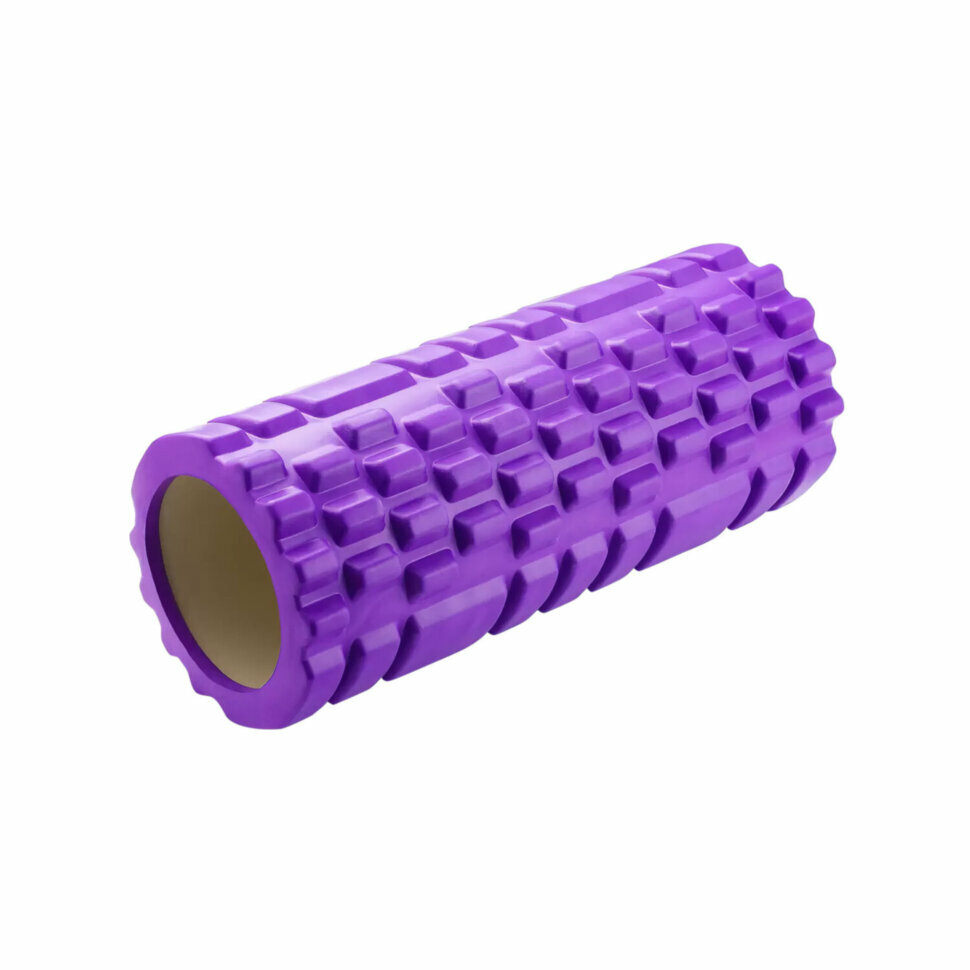 Ролик массажный для йоги и фитнеса, 33х14 см, EVA, фиолетовый, с выступами, DASWERK (дасверк), 680023, 680023