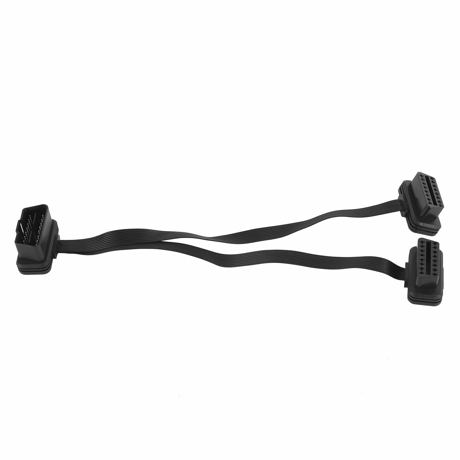 16-контактный удлинительный кабель OBD, прямой штекер и двойной прямой женский Y-разветвитель, адаптер-разъем OBD2, локоть, плоская линия, 0,3 метра