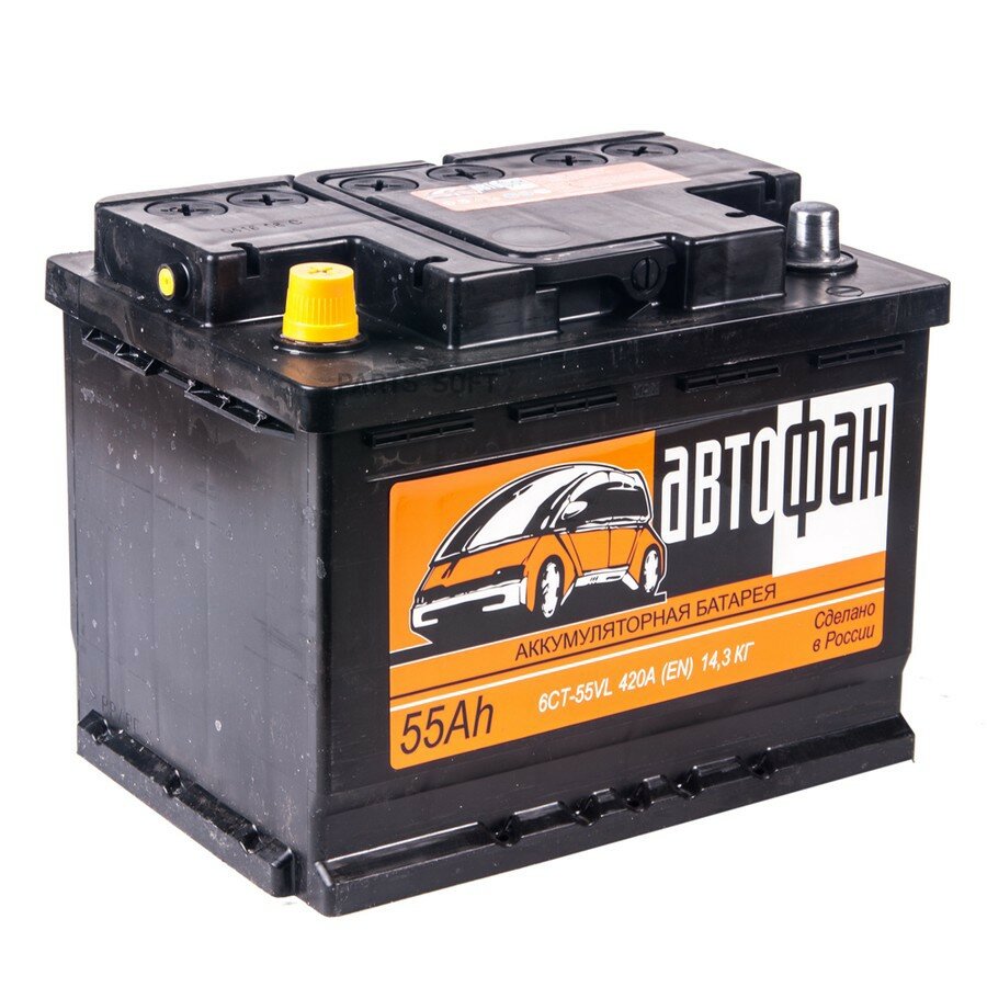 Аккумулятор 6СТ- 55 АвтоФан п. п. (пусковой ток 420А) L2 (АКОМ) от официального дистрибьютора, AKOM, артикул 6CT551AVTOFAN