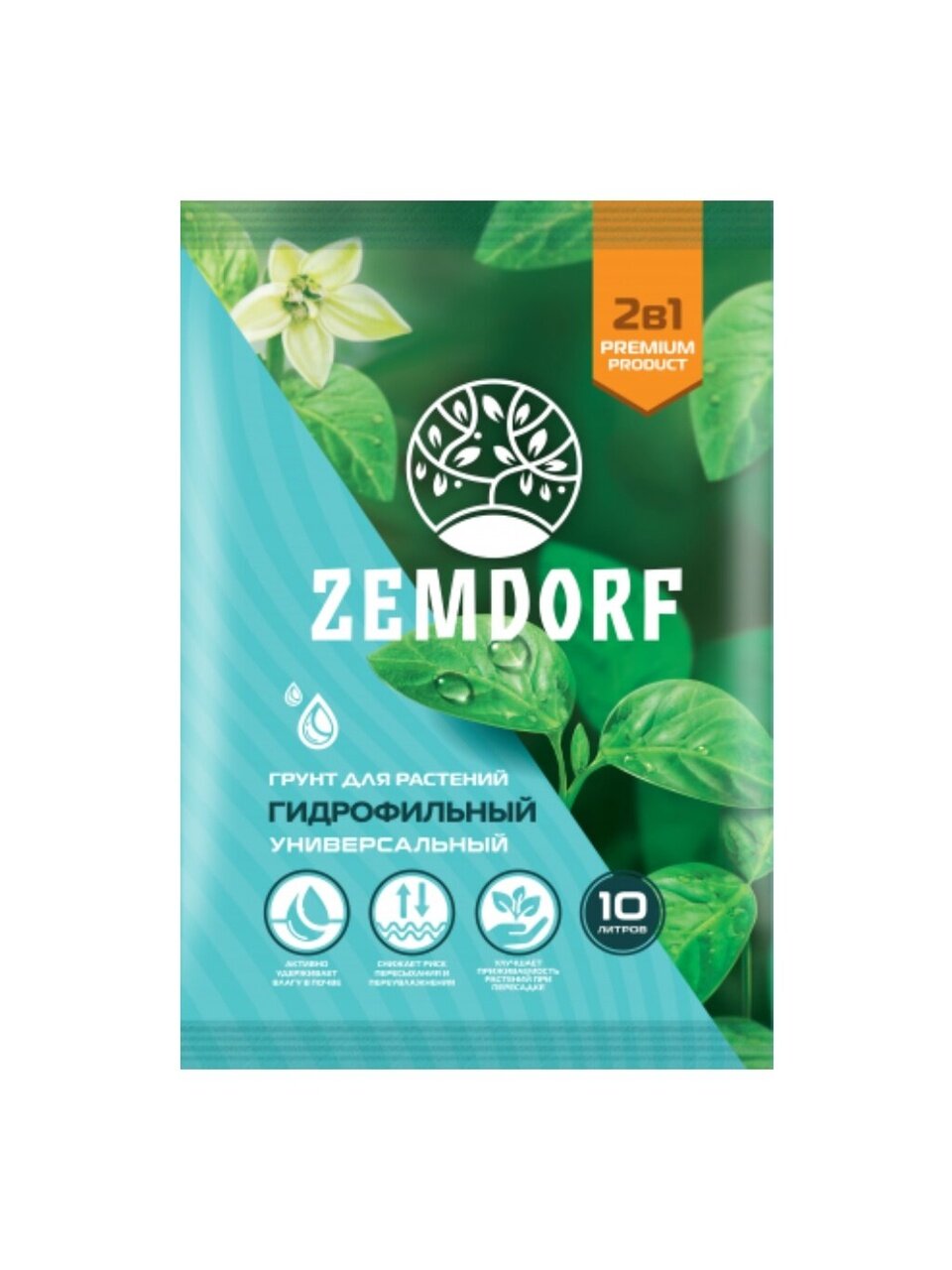 Универсальный гидрофильный грунт ZEMDORF, 10 л, торф, Россия
