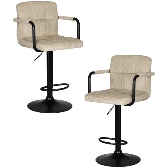 Стул барный Dobrin KRUGER ARM BLACK (бежевый вельвет (LAR-E2041-04))(2 шт/уп)