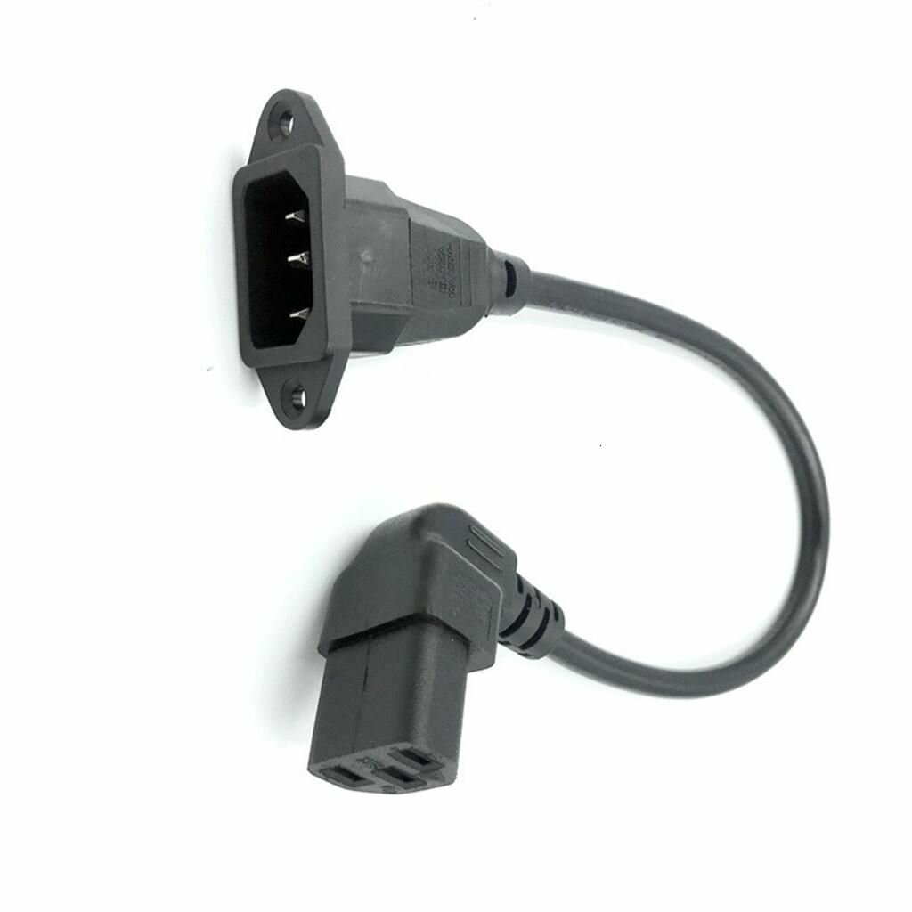 Кабель питания с угловым разъемом C13 и разъемом C14, 20 см, черный