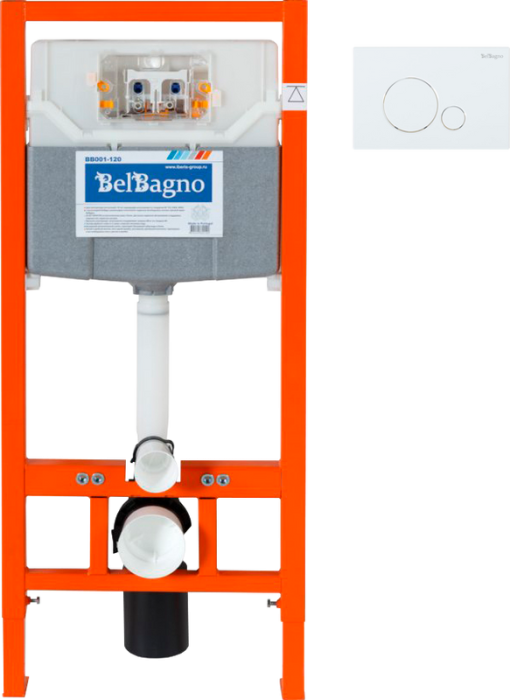 Комплект Инсталляция BelBagno BB001-120 + Кнопка Sfera BB014-SR-BIANCO белая