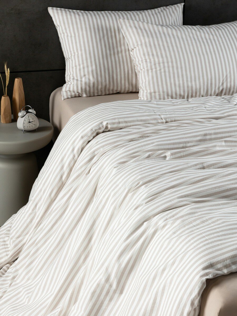 Постельное белье Askona (Аскона) Organic Cotton (евро) Бежевая полоска