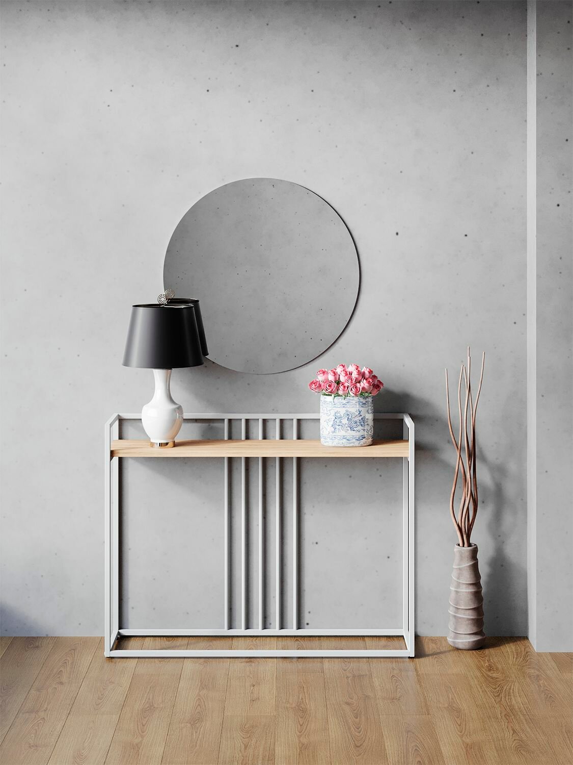 Туалетный консольный столик Лайн 120х28х90 см, Дуб Виченца/ белый 25 мм