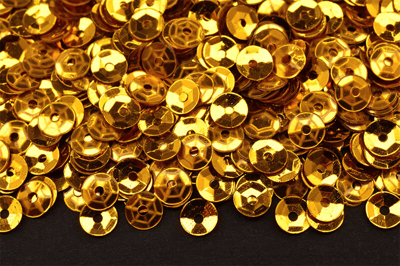 Пайетки круглые 4мм чашечка, цвет золото, 1022-071, 10г