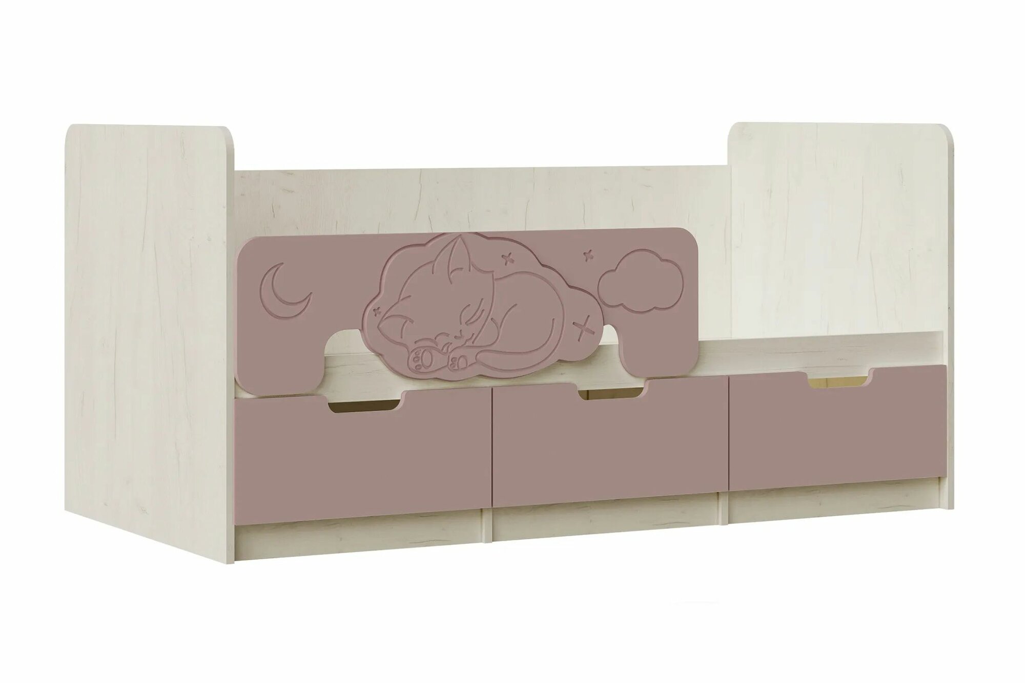 Юниор-4 Кровать 1,6*0,8м (Шарли Pink/Дуб Крафт Белый)