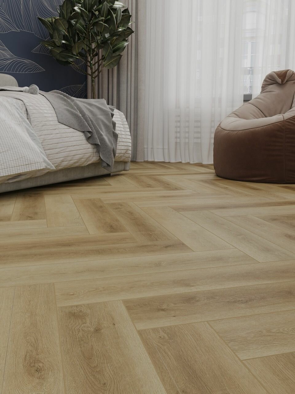 Виниловая плитка SPC CronaFloor Herringbone Дуб Лимож H020 (в уп. 16 шт./1.31 м2)