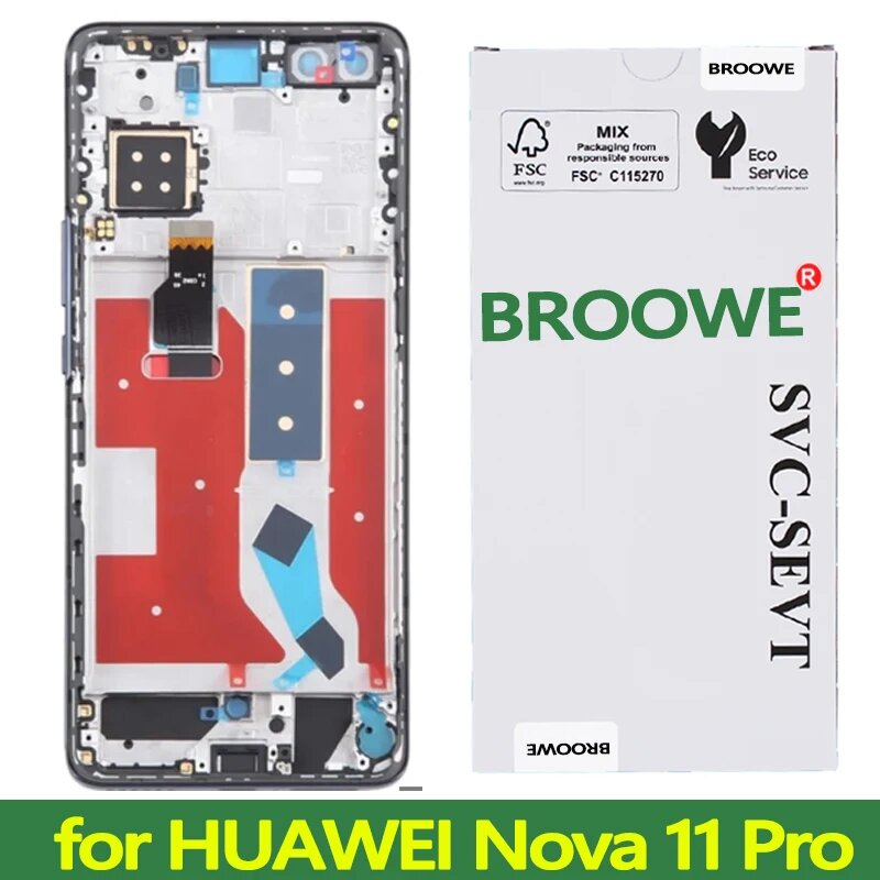 Сенсорный экран высшего качества для Huawei nova 11 Pro, оригинальные запасные Green with frame