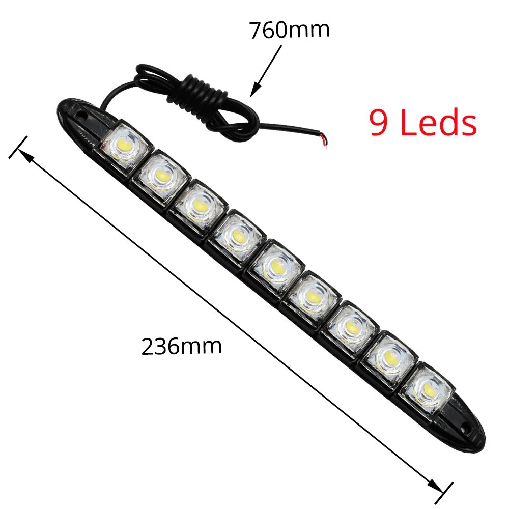 2 Универсальных Автомобильных Светодиодных Дневных Ходовых Огня (ДХО) С 6-20 Светодиодами, 2PCS 9Led
