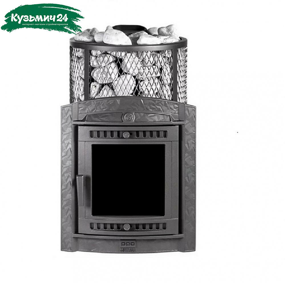 Печь для бани Прометалл Атмосфера L, чугун, сетка из нержавейки, 20 кВт, d 115 мм, до 20 куб. м, 1 шт.