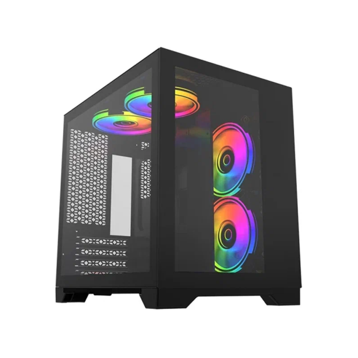 Корпус для компьютера Vision Powercase Micro mATX CVBM-L4, черный, закалённое стекло, пластик, сталь