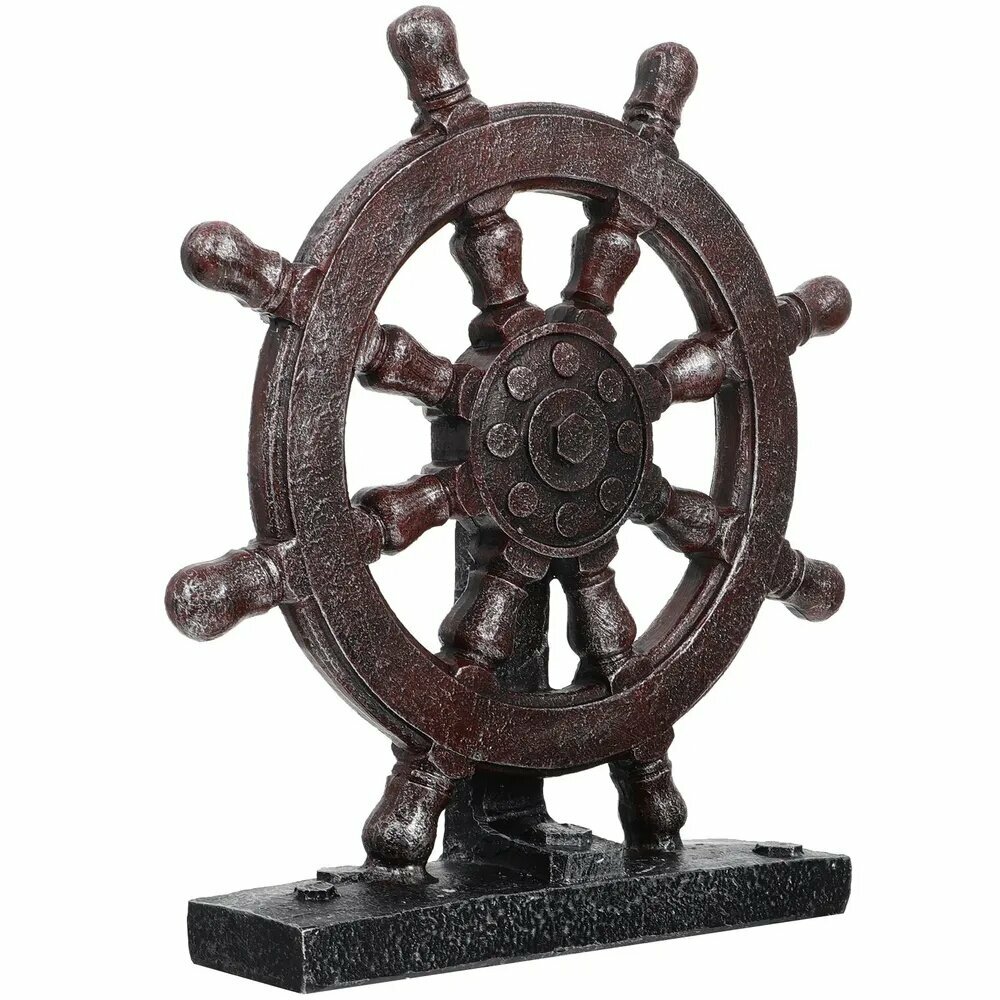 Модель штурвала из смолы тёмно-коричневая для морского декора