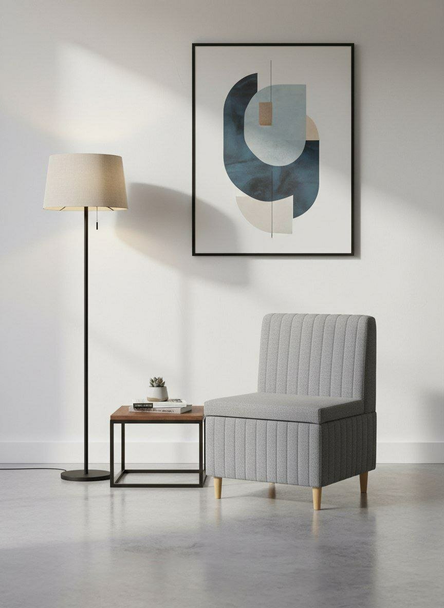 Кресло модульное с вместительным бельевым ящиком для кухни, гостиной, зала, спальни, серая рогожка на ножке