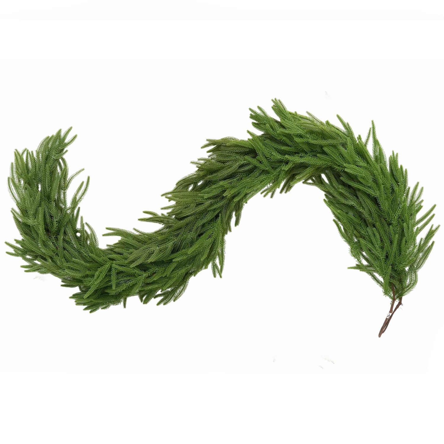 Искусственный новогодний венок из пихты Норфолк 9 футов (270см) зеленый для внутреннего и внешнего праздничного декора (камин, обеденный стол, дверь, настенная отделка), включает 1 декоративную лозу