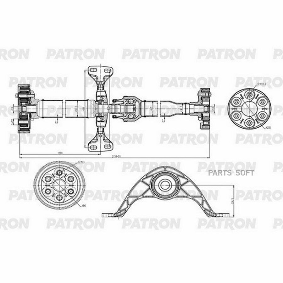 Вал карданный (L=2138 мм.) VW Tiguan 2007-2016 \ AUDI Q3 (8U) 2012-2018 (1.4TSI/2.0TSI/2.0TDI) от официального дистрибьютора, PATRON, артикул PKR034