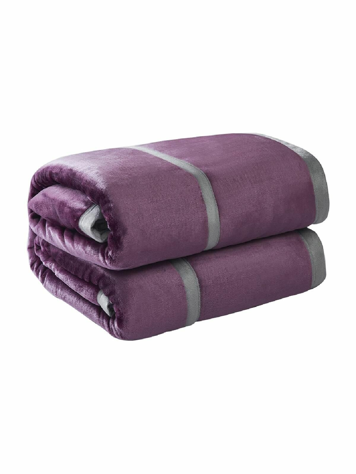 Пледы и покрывала,1-спальное одеяло из плотной фланели с приятной для кожи окантовкой-100х150 см-фиолетовое
