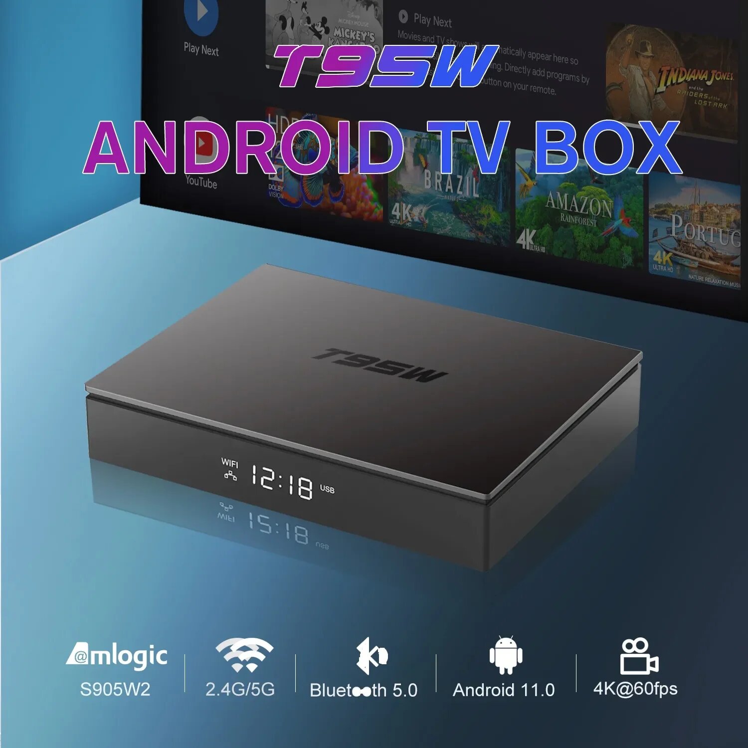 T95W Android TV 11 Smart TV Box Amlogic S905W2 4GB 32GB 5G Dual Wifi BT5.0 AV1 4K AndroidTV