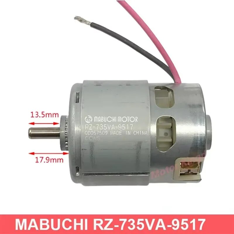 MABUCHI RZ-735VA-9517 Мини-двигатель для дрели постоянного тока 12 В 14,4 В 18 В 20400 об/мин Высокоскоростной двигатель для садовых инструментов Отвертка с длинным валом
