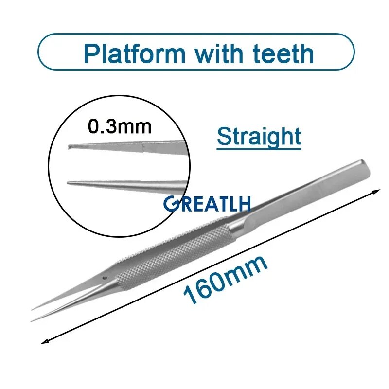 Щипцы для век GREATLH, 0.3мм, 160мм, Stra -platform teeth