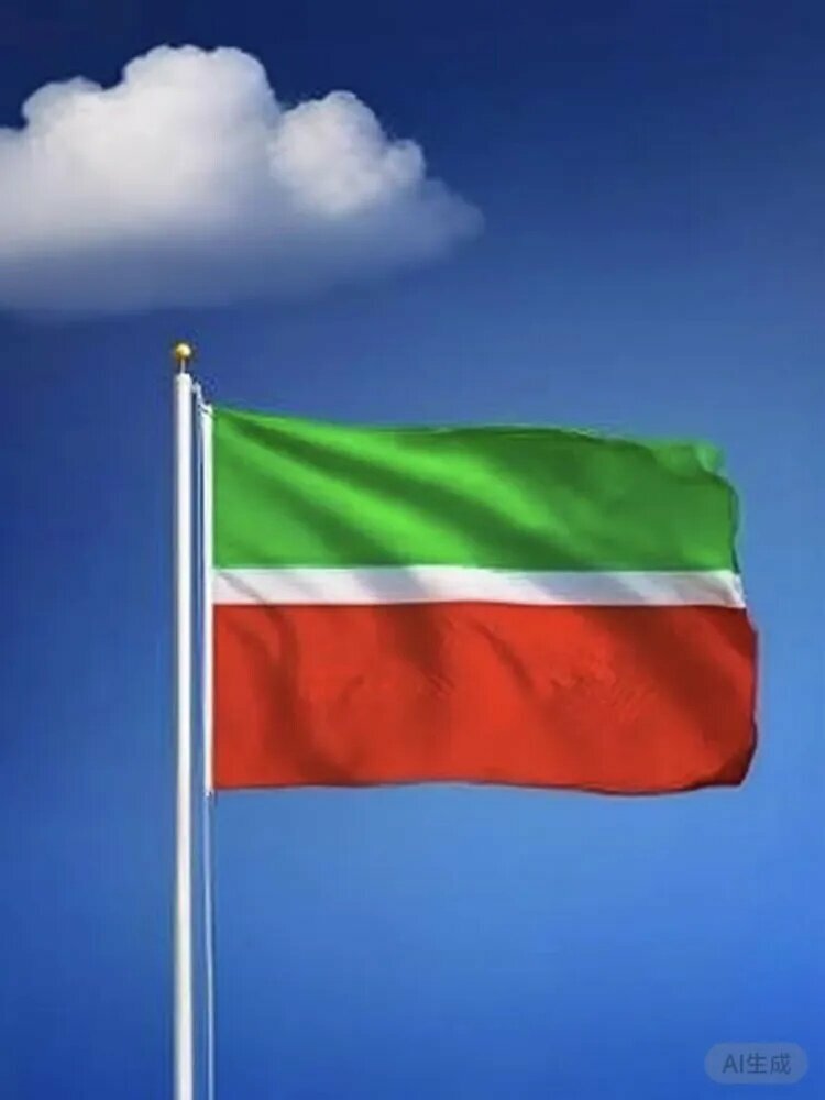 Флаг Татарстан большой 150х225, уличный, для флагштока, с бахромой / татарстан триколор РФ