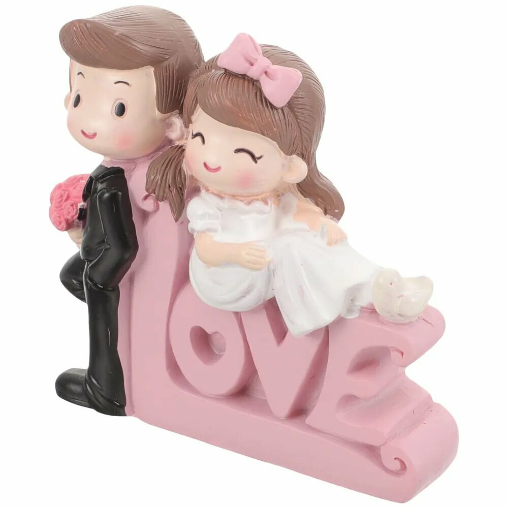 Коричневая декоративная фигурка жениха и невесты из прочной смолы для торта