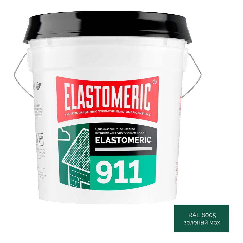 Кровельная мастика Elastomeric Systems акриловая 20кг зеленый мох elastomeric 911 6005002, металла Для реставрации