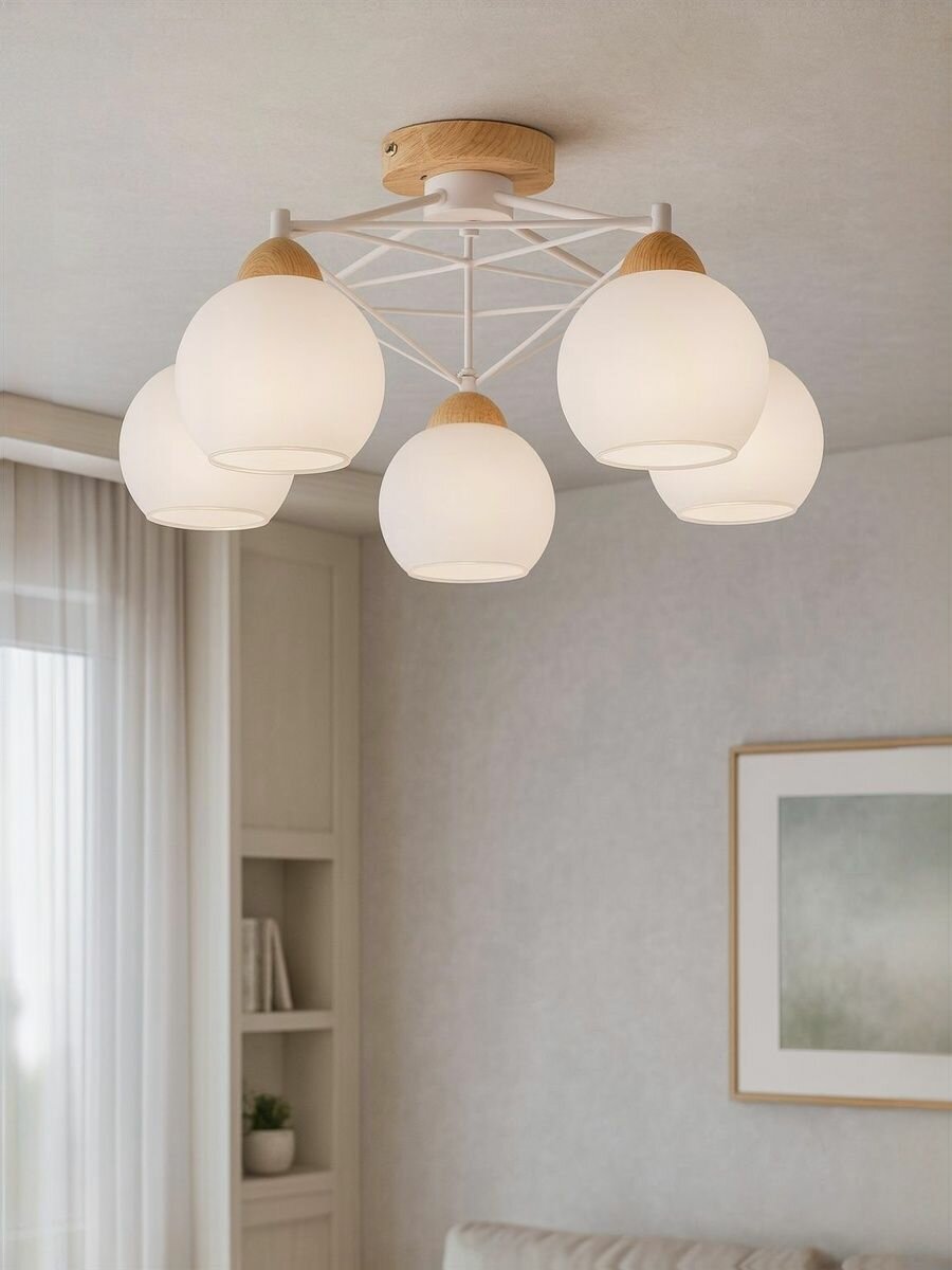 Люстра потолочная, Цвет - Белый, CC2649/5, Е27