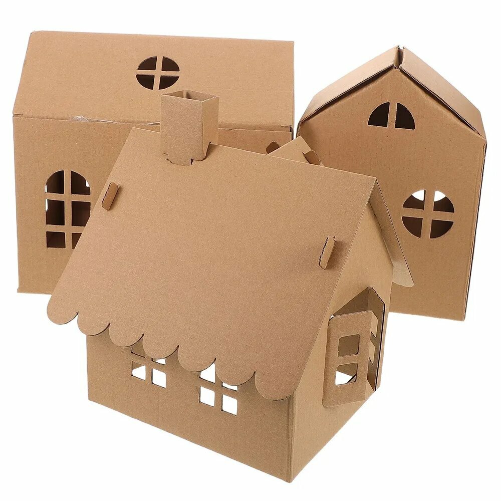 3 Штуки Картонных Домиков, Из Бумаги, Для Детей，（Рекомендуемые качественные продукты）
