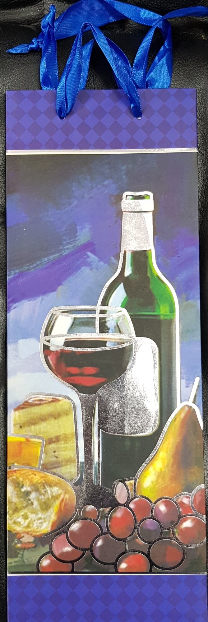 !09 Набор 2 штуки - Пакет бумажный для бутылки "Праздник" 12*37*10 см. цвет синий