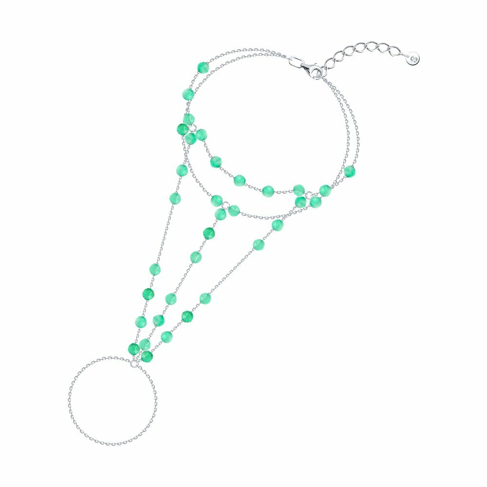 Браслет, серебро, 925 проба, родирование, агат