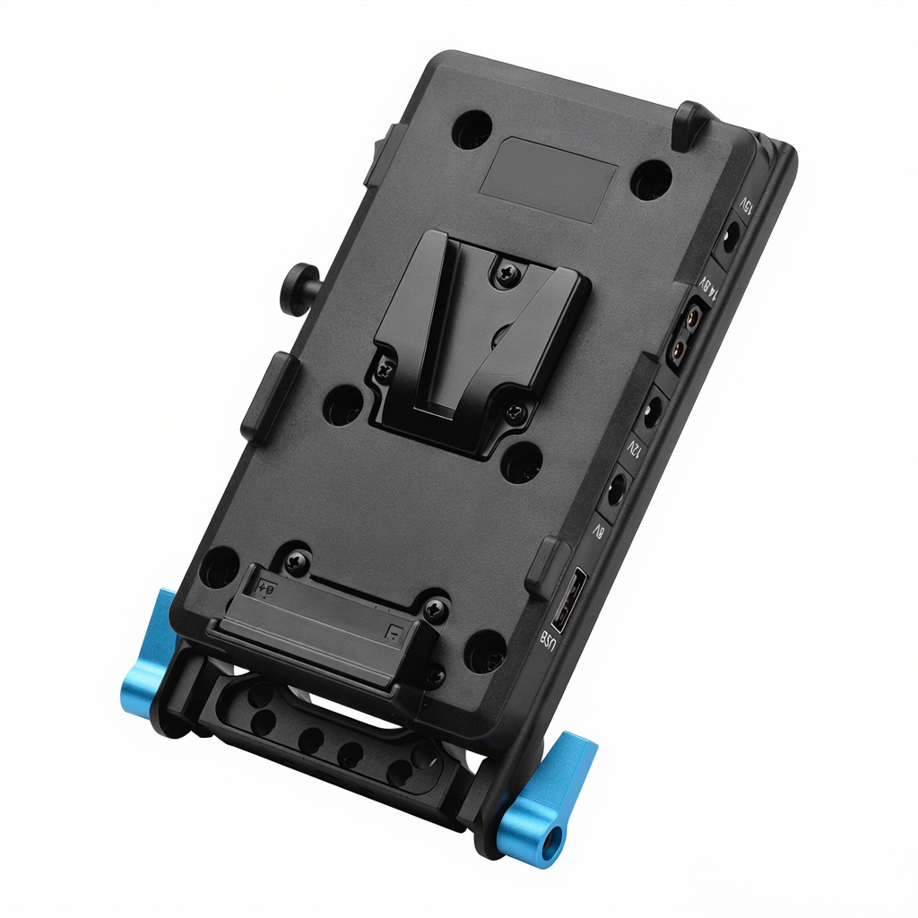 V Mount V-lock Battery Plate Adapter с 15mm Dual Hole Rod Clamp, Dummy Battery NP-FZ100 для Sony A7Ⅲ A7RⅢ A9 A7R Ⅳ A6600, Video Light, Monitor, Audio Recorder, Microphone, черный цвет, пластик и металл, DC Output 8V/3A(DC5.5*2.1mm), 12V/2A(DC5.5*2.5mm),