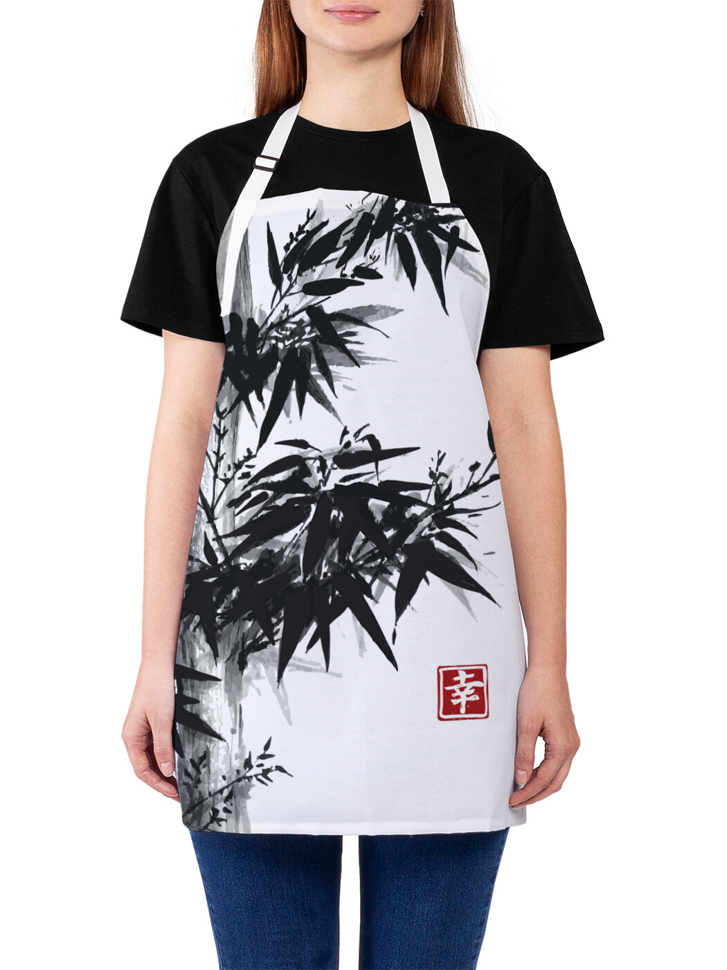 Фартук для кухни тканевый "Акварельный бамбук" / водоотталкивающий, универсальный размер , JoyArty