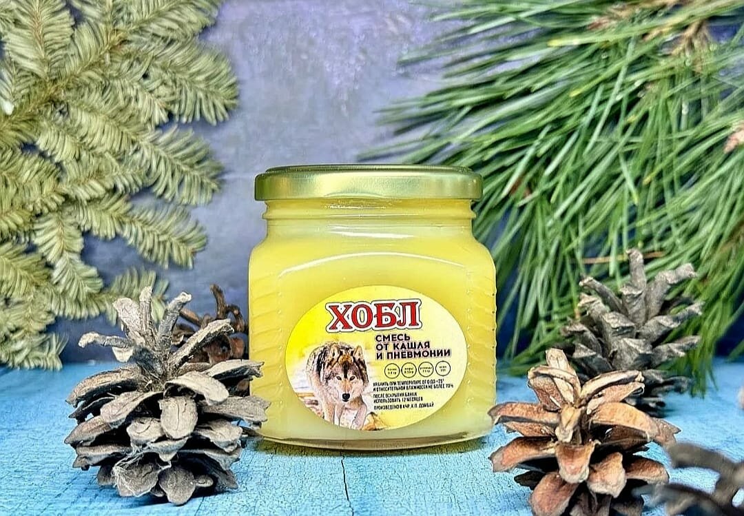 "Хобл", натуральный продукт, 250 г, барсучий, медвежий, горный мед, сосновая живица, волчий жир