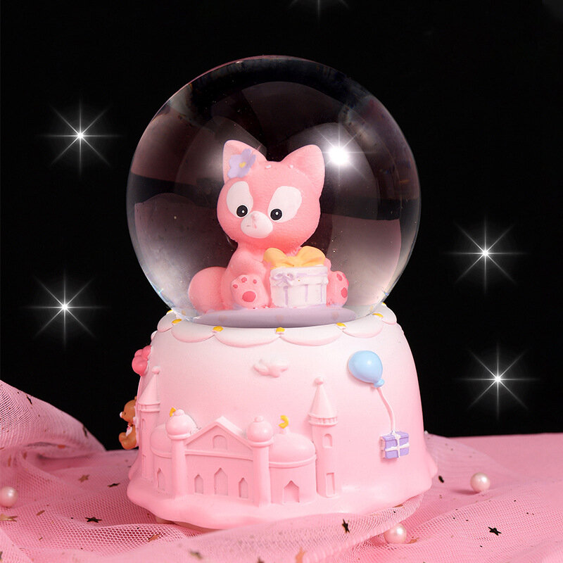 Мечтательная девочка, музыкальная шкатулка с кристальным шаром в виде единорога, украшение, музыкальная шкатулка для студентов, снежинка, водяной шар, подарок на день рождения