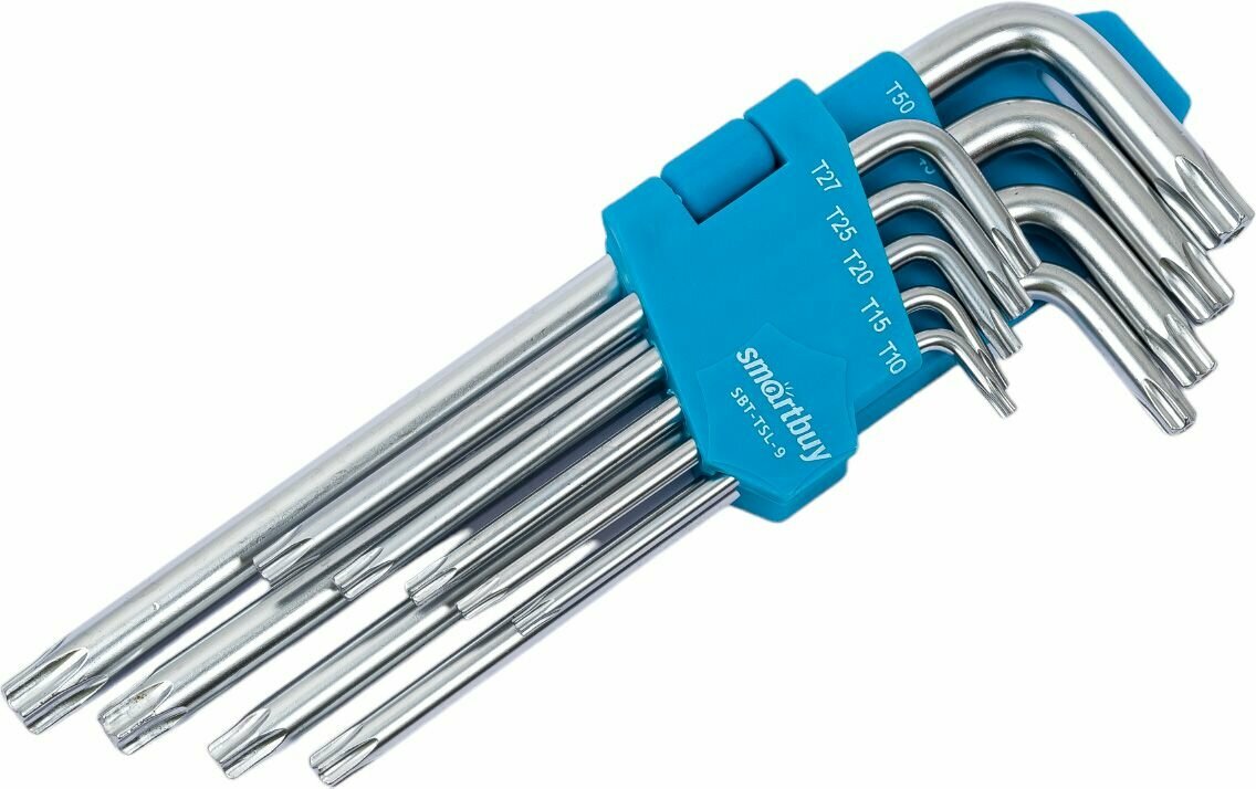 Набор ключей TORX c отверстием Smartbuy 9 шт, длинные TORX: 10, 15, 20, 25, 27, 30, 40, 50 SBT-TSL-9