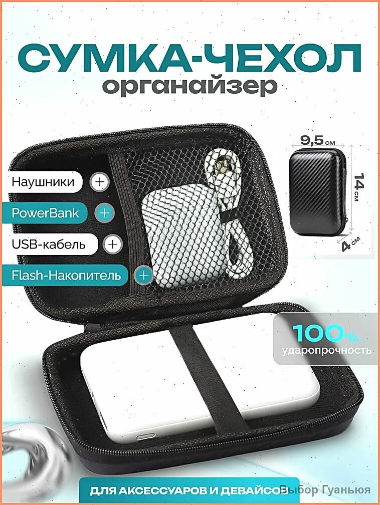Органайзер для проводов, зарядок, сумка для аксессуаров, дорожный чехол-кейс для мелочей, флешек, аксессуаров