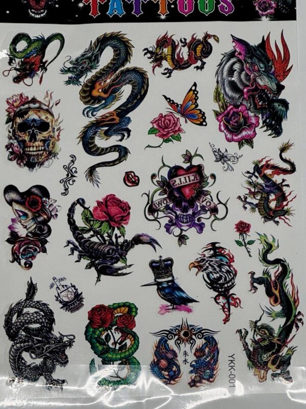 Тату Татуировка переводная, временная тату: тигр, дракон, череп, змея, орел, скорпион