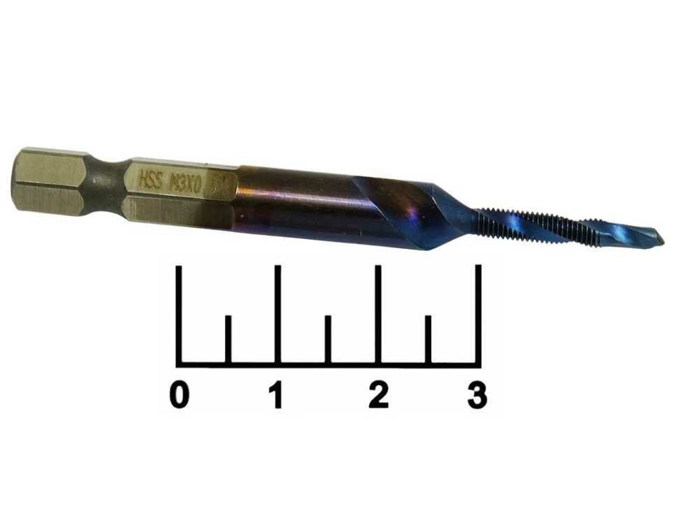 Сверло-метчик М3*0.5*67 HSS Blue