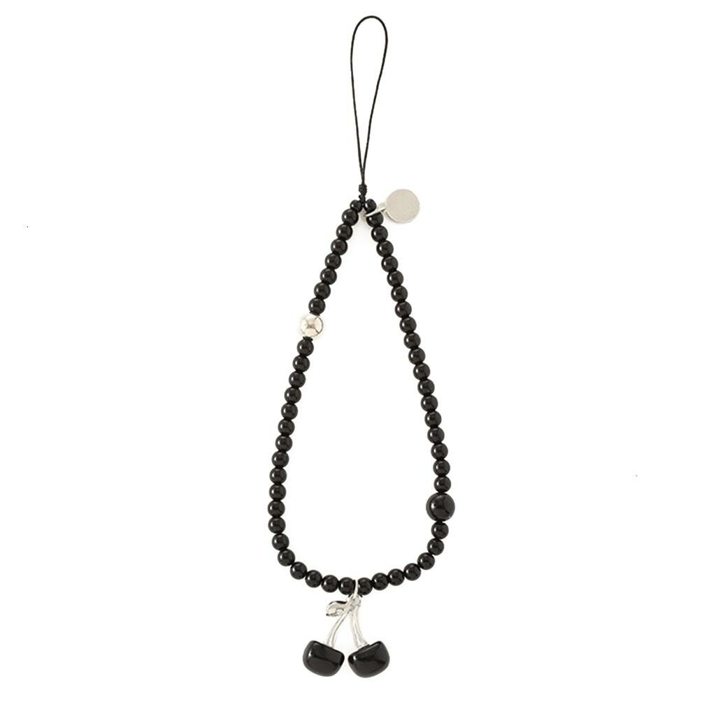 Брелок, Вишневая подвеска на цепочке для мобильного телефона из бисера-Бусины из черного риса Black Cherry