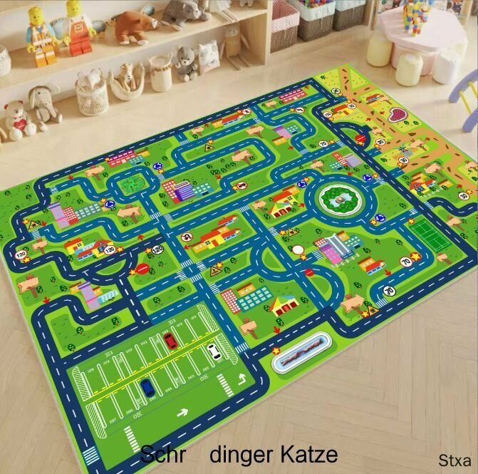 Коврик детский 140х200 см, игровой с изображением города/дорог, ковер для мальчика и девочки