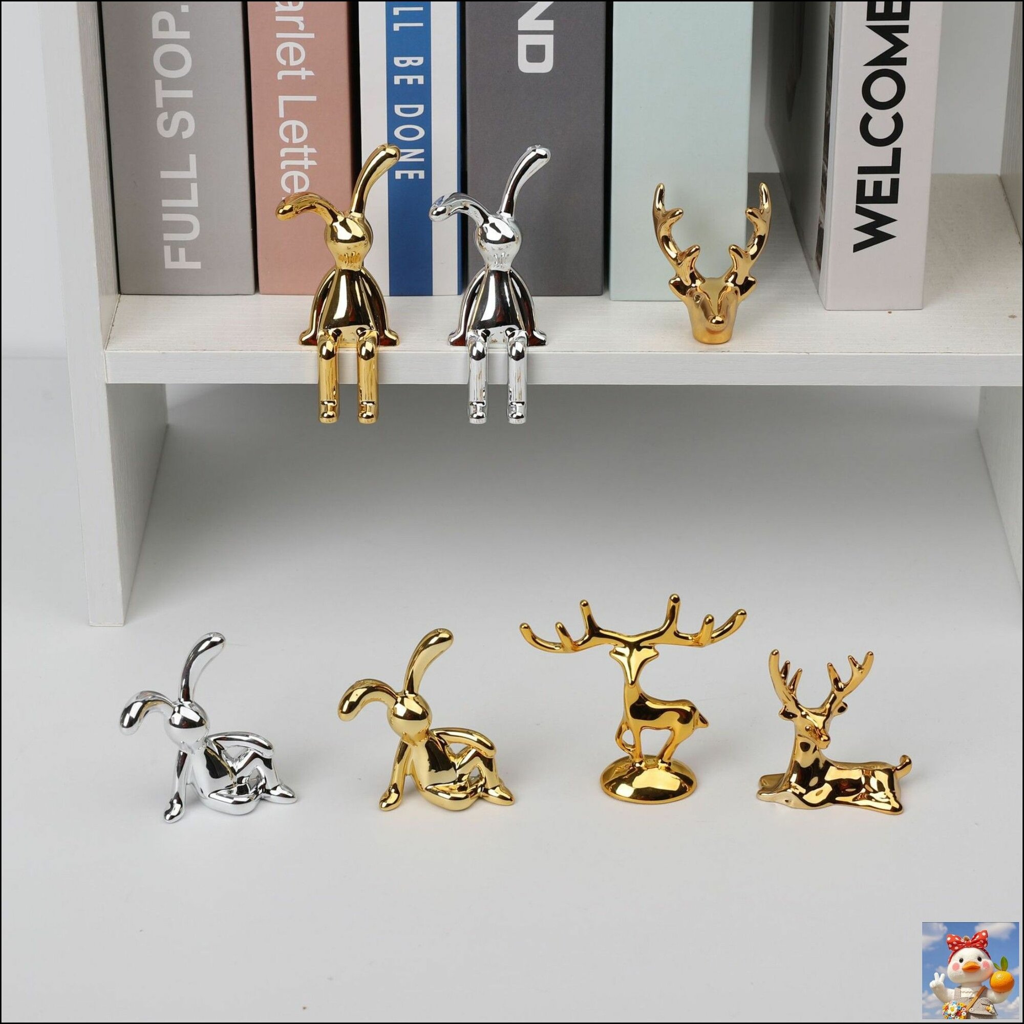 IKEA Статуэтка в дом, декор для интерьера, фигурка зайчик, золотистых кроликов 4 шт.