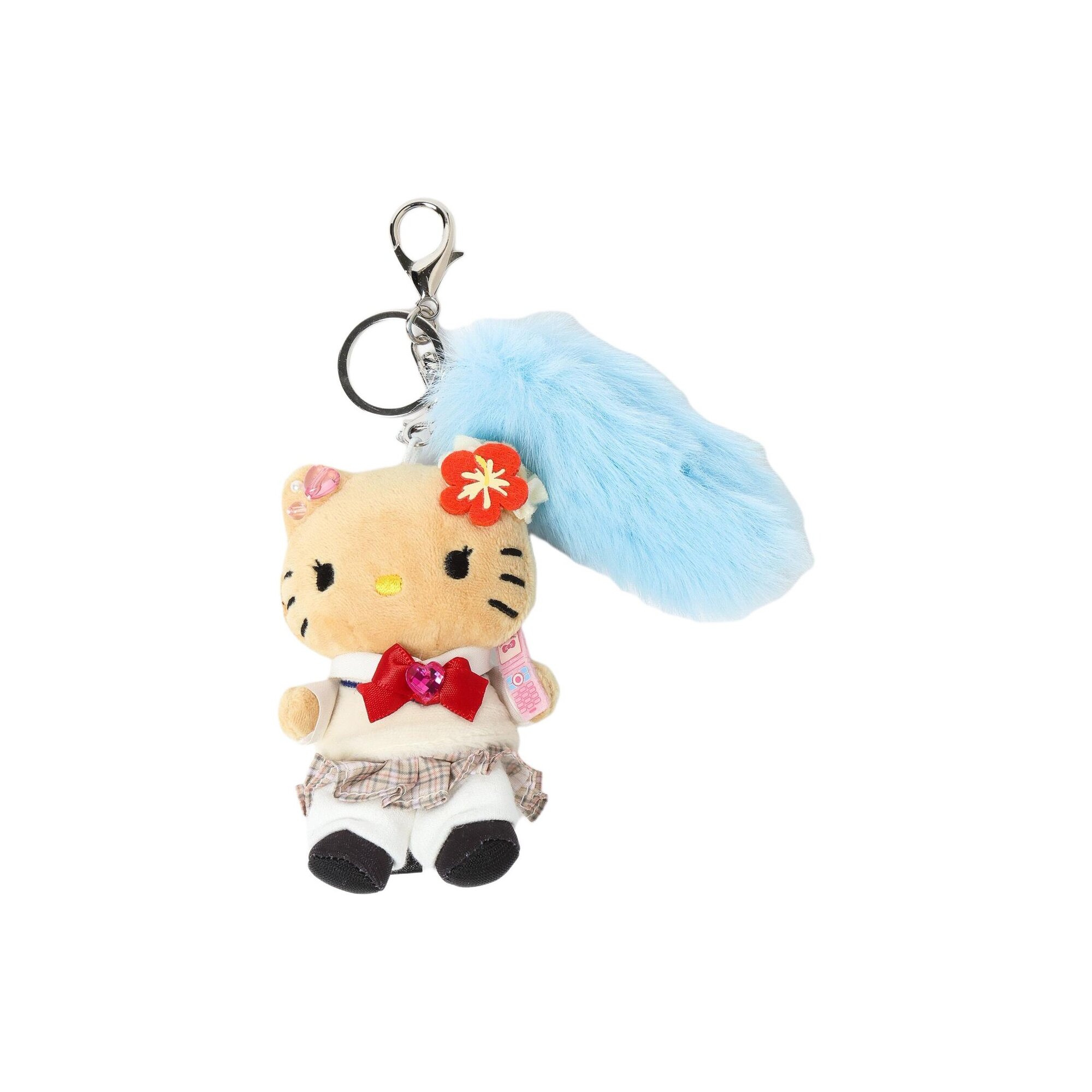 Sanrio x repipi armario Hello Kitty Черная кожа с белой строчкой Плюшевая кукла Брелок 12 см