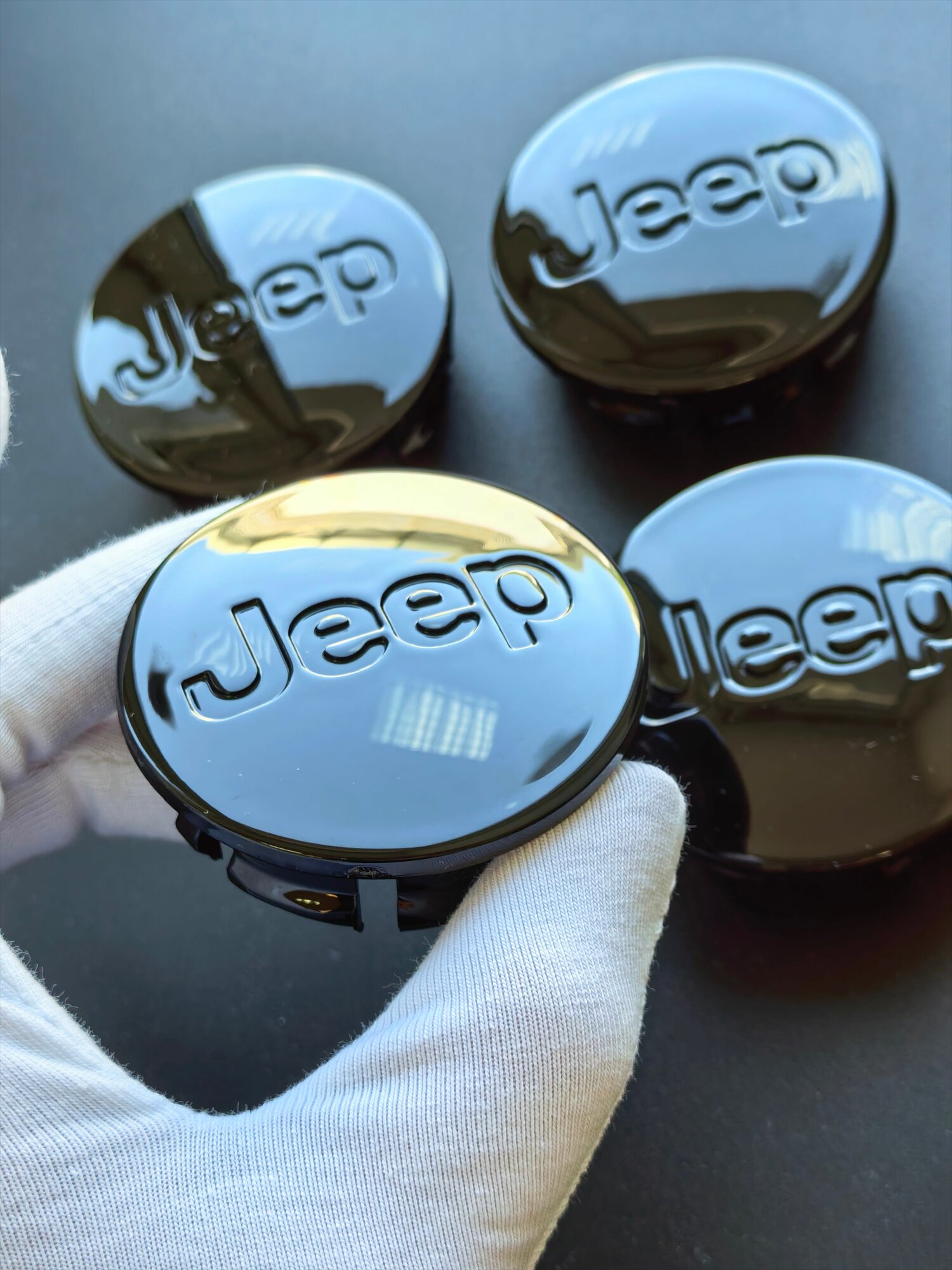 Колпачки на литые диски Джип 55мм. Заглушки на ступицу оригинальных дисках Jeep (черный) 4шт