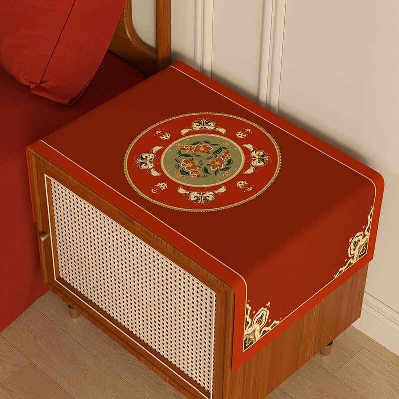 Горячая продажа новой китайской стилистики, чехол для прикроватной тумбочки, свадебный красный праздничный чехол, радостные слова, чехол от пыли, полотенце