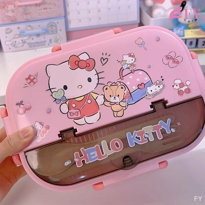 MINISO Hello Kitty миска для лапши из нержавеющей стали, 1000 мл два отделения, Розовый