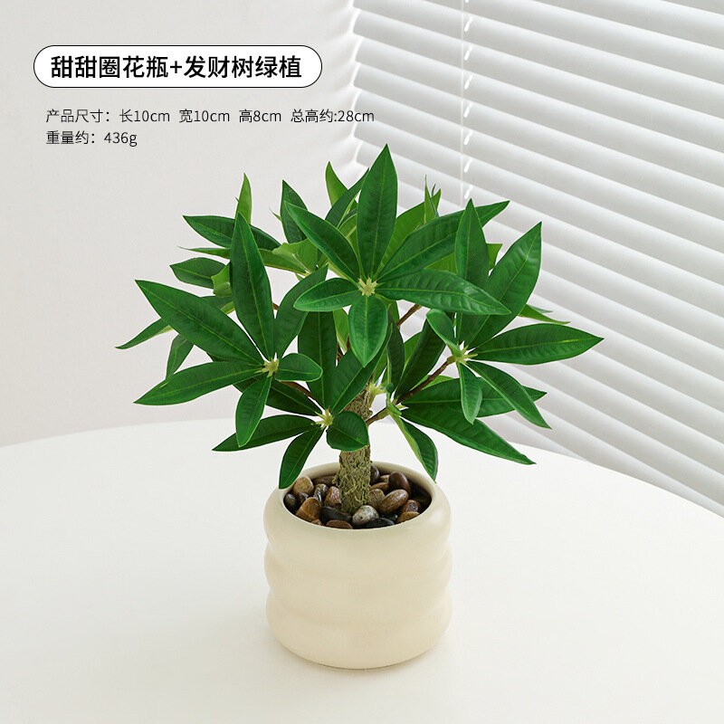 Маленькие цветочные украшения в горшке, настольное дерево удачи, зеленое растение, офисное искусственное цветочное украшение, бионическое растение для гостиной