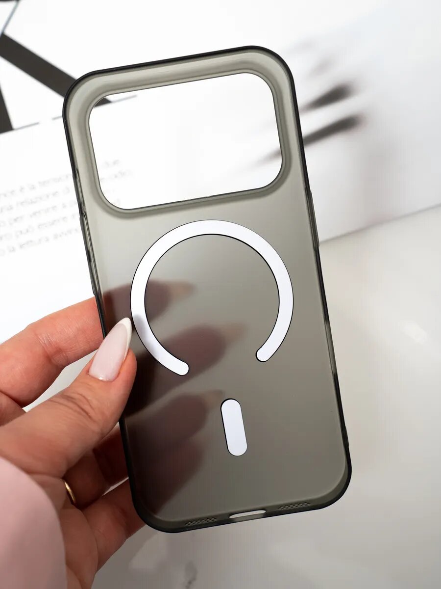 Чехол О'Кейси, для iPhone 17 Pro, MagSafe, прозрачный, черный — фото 1